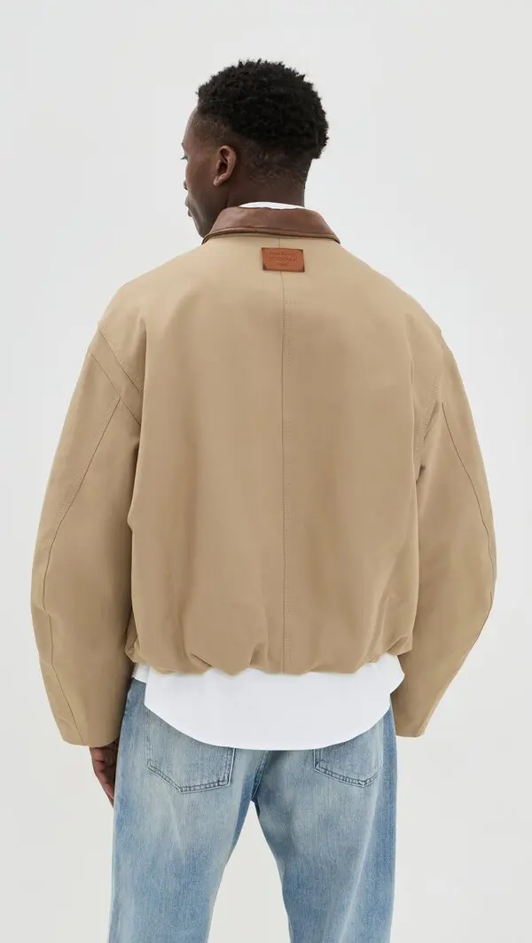 Acne Studios Opado Cotton Twill Jacket In Khaki Beige - 30% Off